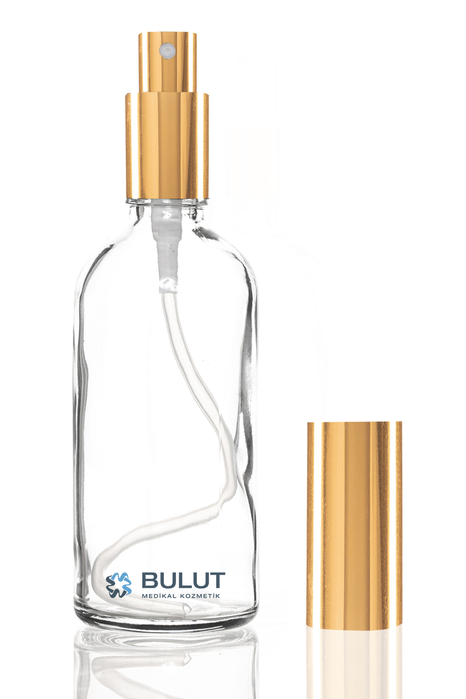 100 ML Şeffaf Cam Şişe Gold Metal Spreyli ürünümüz